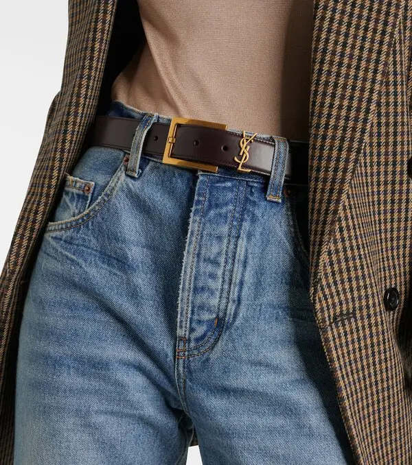 Saint Laurent Cassandre 30mm Leather Belt - Brown