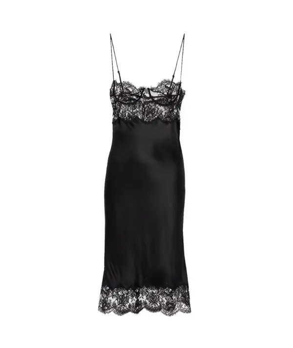 Saint Laurent Lace-trimmed Silk Satin Slip Dress