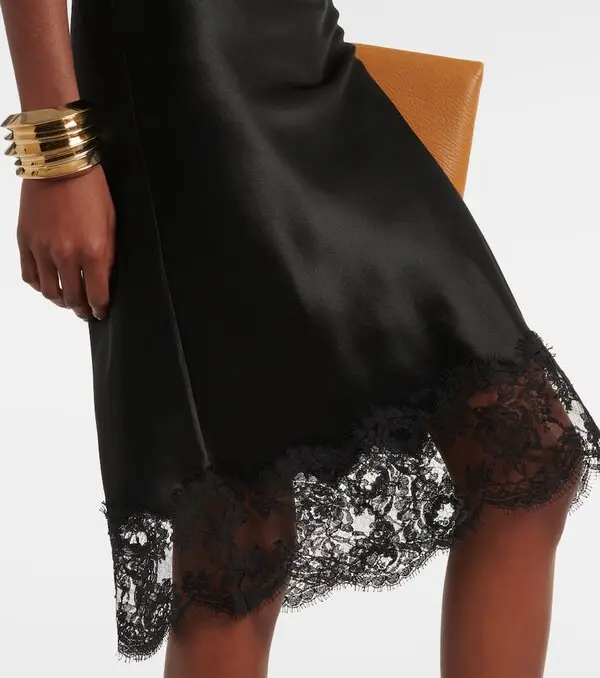 Saint Laurent Lace-trimmed Silk Satin Slip Dress