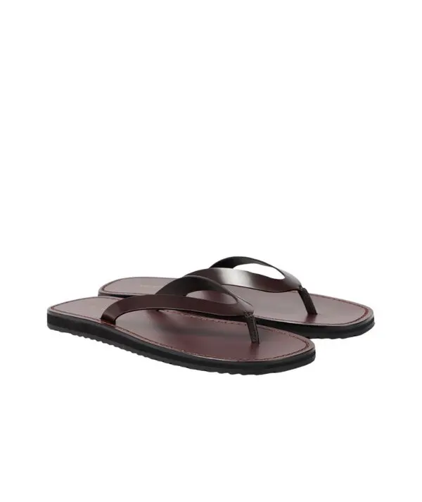 THE ROW City Leather Thong Sandals - Burgundy