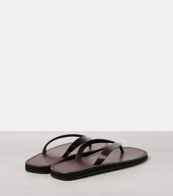 THE ROW City Leather Thong Sandals - Burgundy