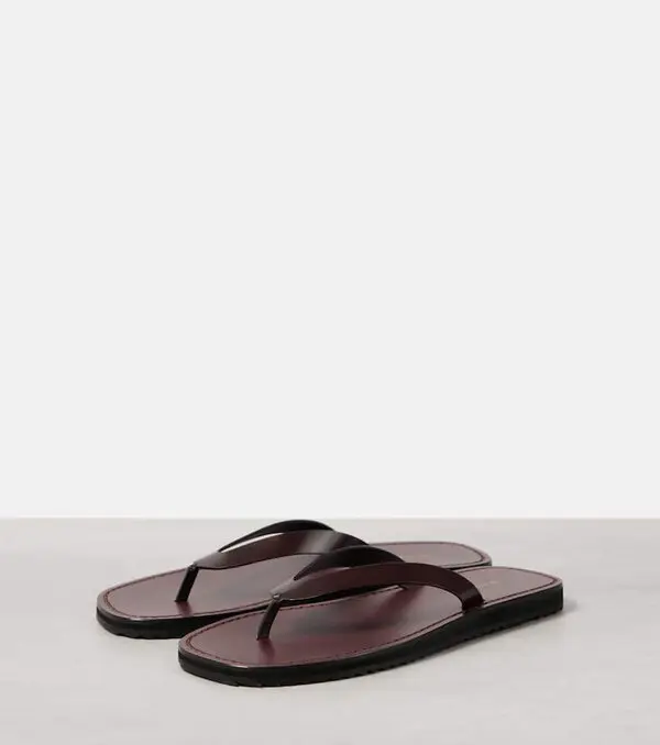 THE ROW City Leather Thong Sandals - Burgundy