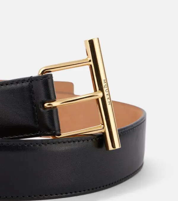 Alexander McQueen T-bar Leather Belt - Black