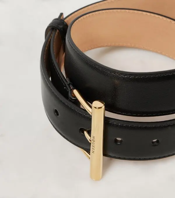 Alexander McQueen T-bar Leather Belt - Black