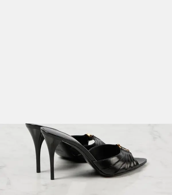 Saint Laurent Babylone Leather Mules - Black