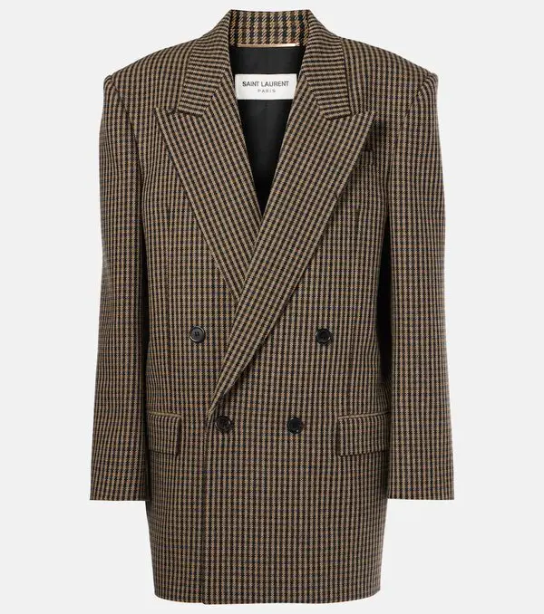 Saint Laurent Checked Oversized Wool-blend Blazer