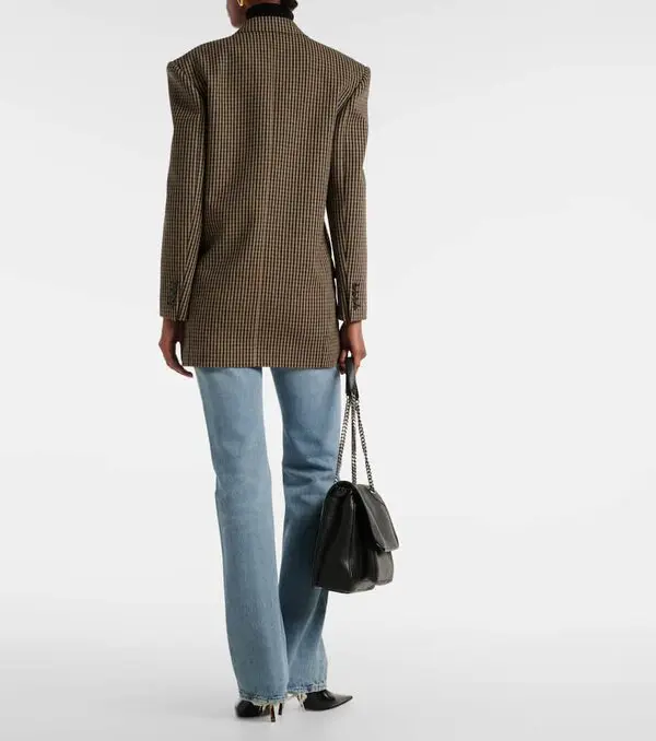Saint Laurent Checked Oversized Wool-blend Blazer
