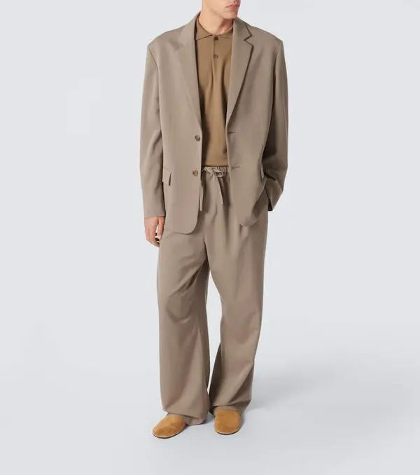 The Row Donatello Wide-Leg Wool Pants - Grey | Editorialist