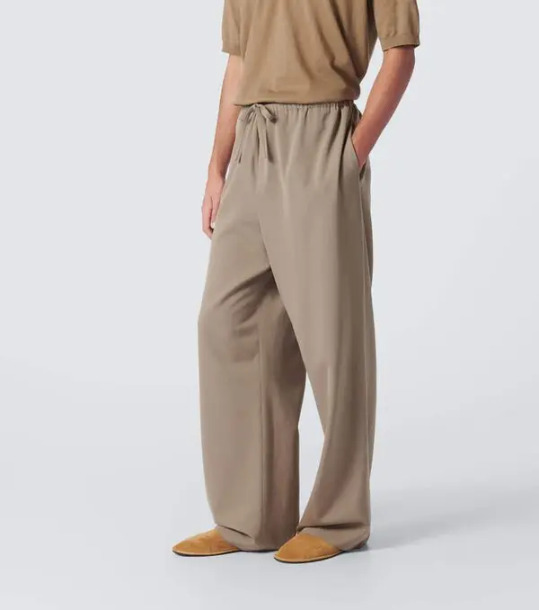 The Row Donatello Wide-Leg Wool Pants - Grey | Editorialist
