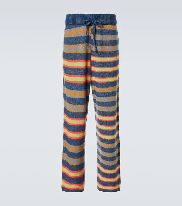 THE ELDER STATESMAN Leo Striped Cashmere And Cotton Pants - Multicoloured
