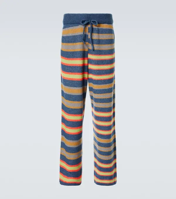 THE ELDER STATESMAN Leo Striped Cashmere And Cotton Pants - Multicoloured