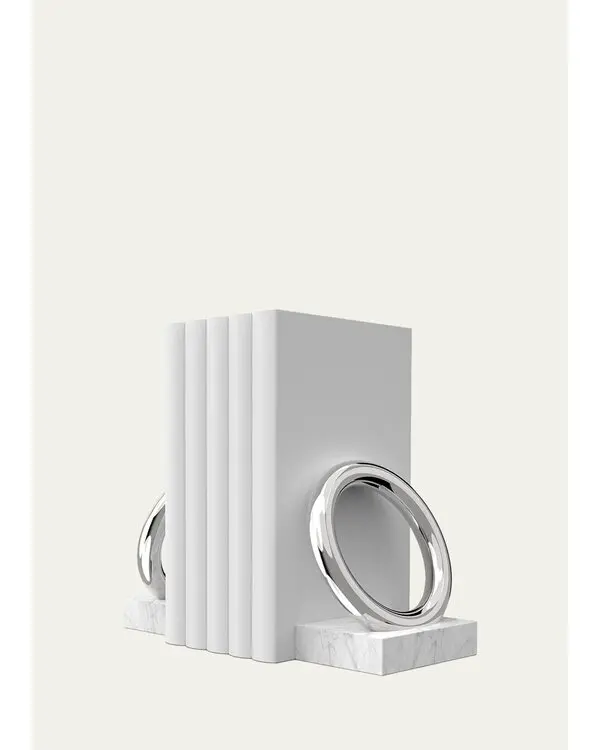 ANNA NEW YORK Marble Ring Bookends, Set Of 2 - Silver
