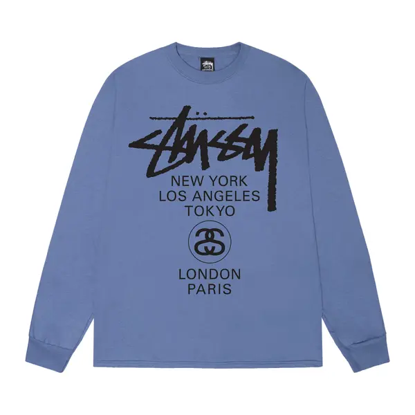 StÜssy World Tour Long-sleeve Tee - Blue