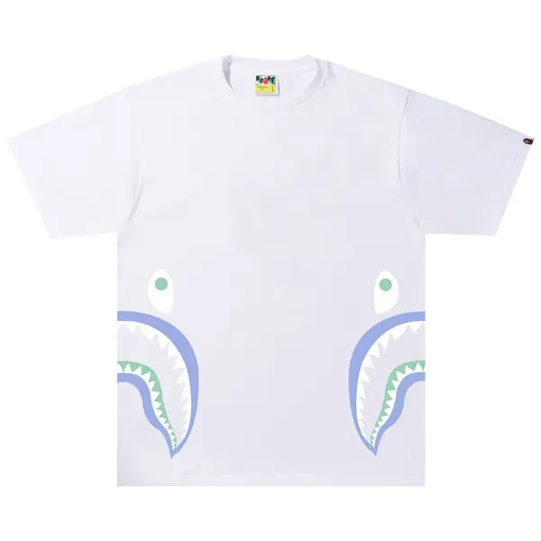 A BATHING APE Glow In The Dark Side Shark Tee - White