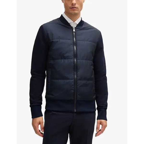 BOSS Contrast-panel Regular-fit Cotton Jacket