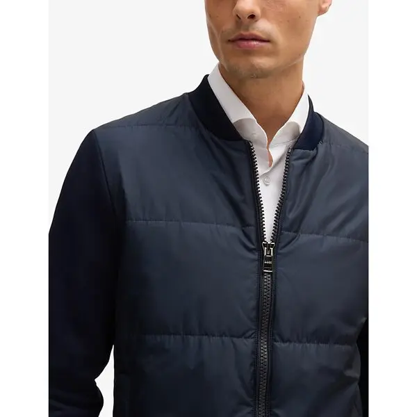 BOSS Contrast-panel Regular-fit Cotton Jacket