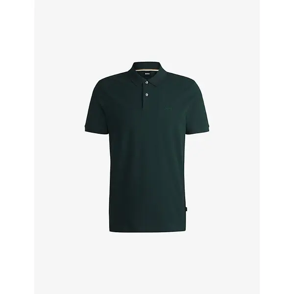 BOSS Logo-embroidered Short-sleeve Cotton Polo Shirt - Open Green