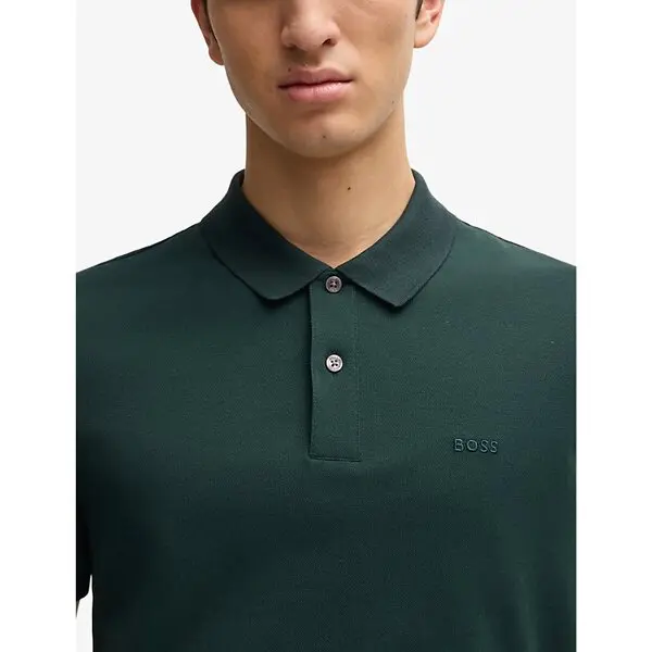 BOSS Logo-embroidered Short-sleeve Cotton Polo Shirt