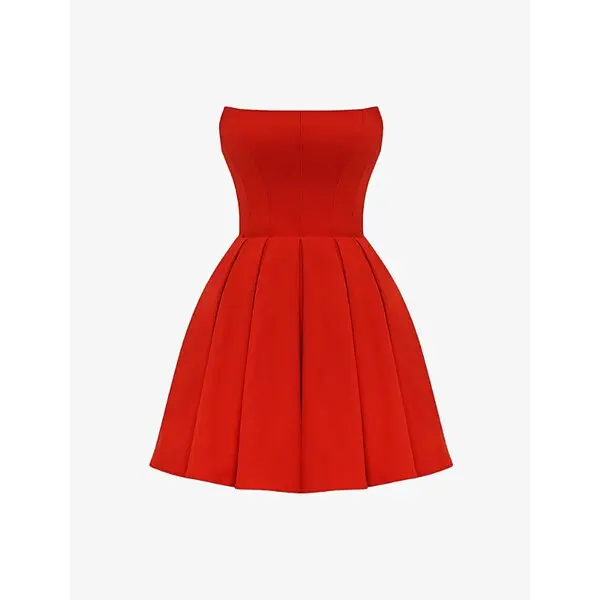 House Of Cb Emmanuela Strapless Woven Mini Dress - Italian Tomato
