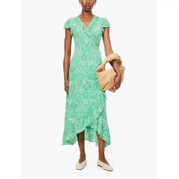 aspiga green dress Aspiga Women's Sustainable Lexi Hammered Dress Summer Holiday 100% Satin Bright - Green main image 0