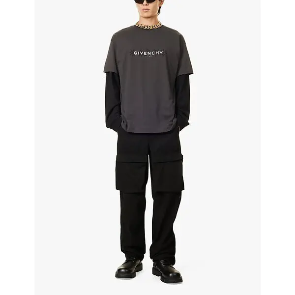 Givenchy Buckles Drawstring-cuffs Straight-leg Regular-fit Cotton Trousers