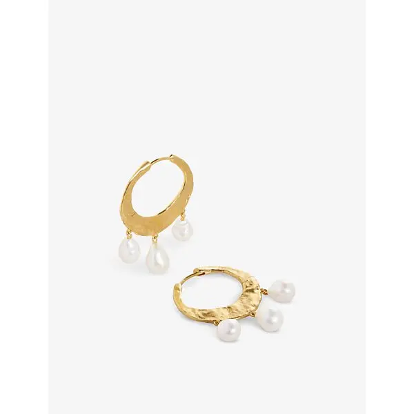 Monica Vinader Capri Baroque Pearl Hoop Earrings - Yellow Gold