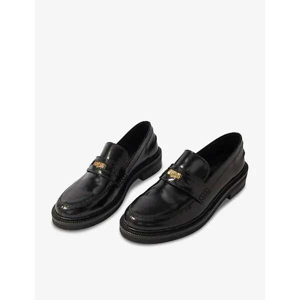 Maje Hardware-embellished Flat Loafers - Noir / Gris