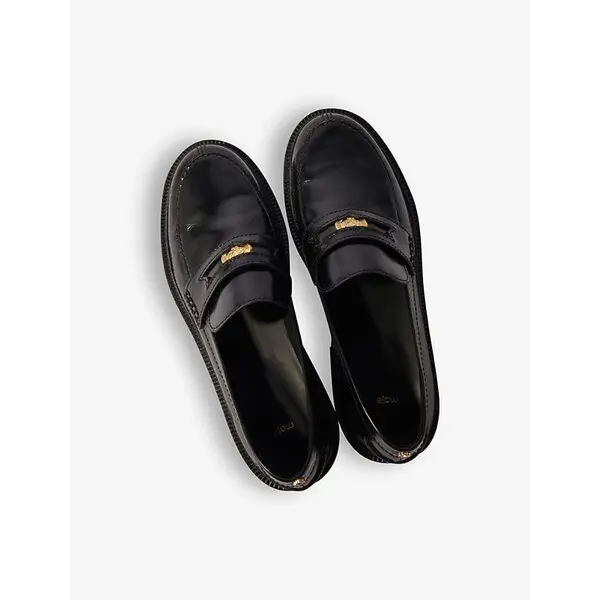Maje Hardware-embellished Flat Loafers - Noir / Gris