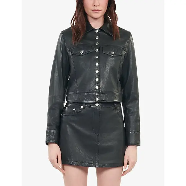 The Kooples Cropped Leather Jacket