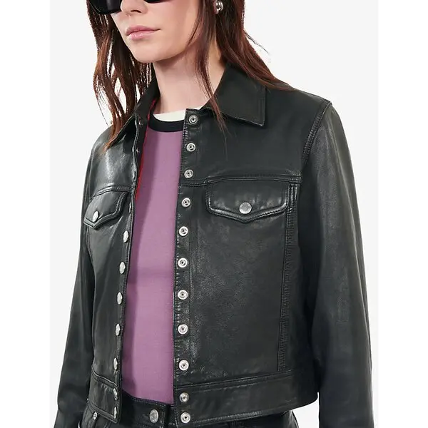 The Kooples Cropped Leather Jacket