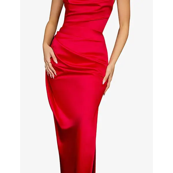 house of cb adrienne dress red Clothing : Maxi Dresses : 'Adrienne' Scarlet Satin Strapless Gown