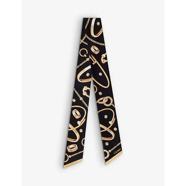 CARTIER Precious Mundanity Graphic-print Silk-twill Headband - Black