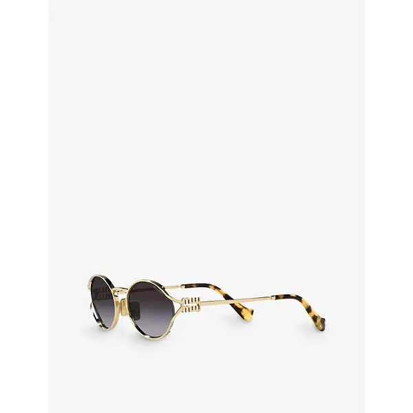 Miu Miu Mu 52ys Round-frame Sunglasses - Gold