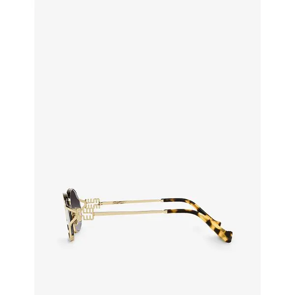 Miu Miu Mu 52ys Round-frame Sunglasses - Gold