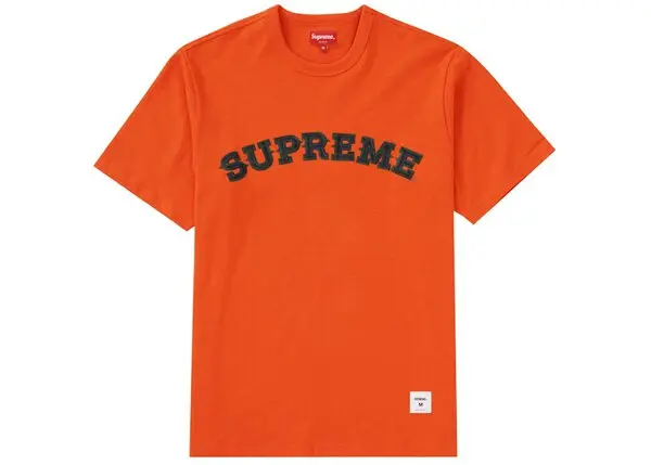 Supreme Plaid Applique Short Sleeve Top - Orange