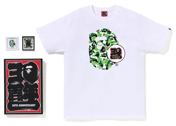 A BATHING APE Store Chengdu 30th Anniversary Ape Head Tee Shirt Set - White