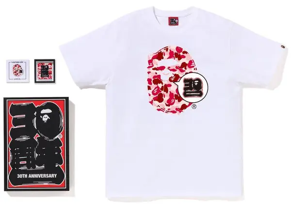 A BATHING APE Store Hiroshima 30th Anniversary Ape Head Tee Shirt Set - White