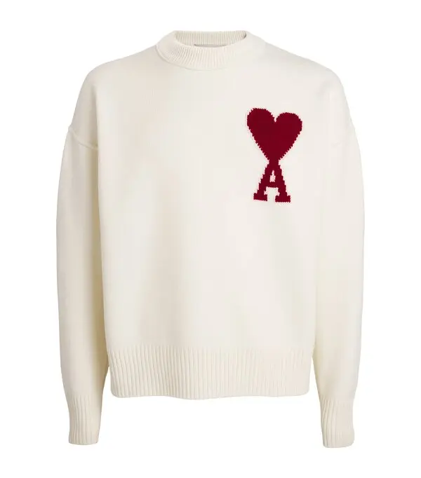 Ami Wool De Coeur Sweater - White