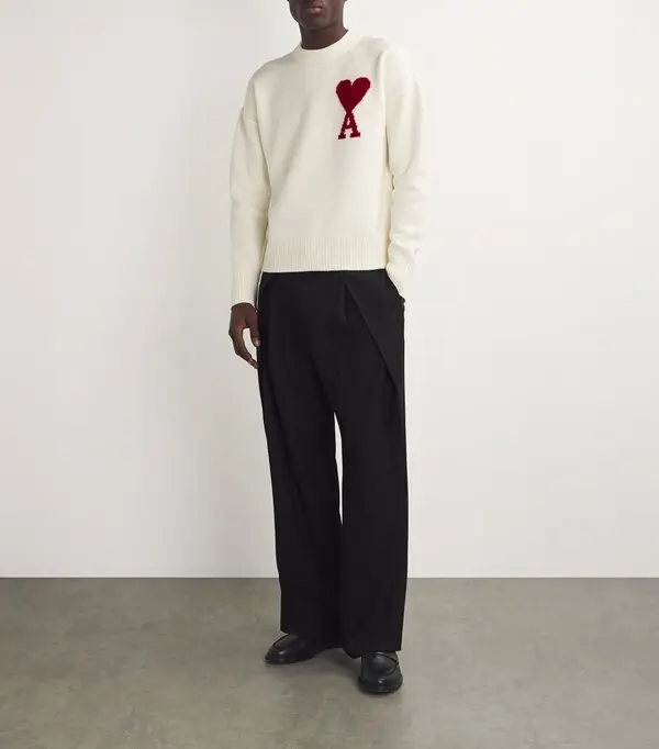 Ami Wool De Coeur Sweater - White