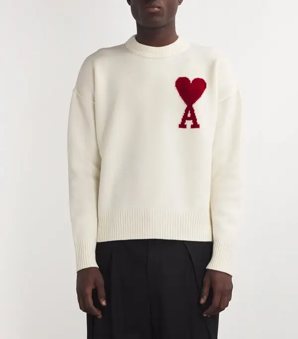 Ami Wool De Coeur Sweater - White