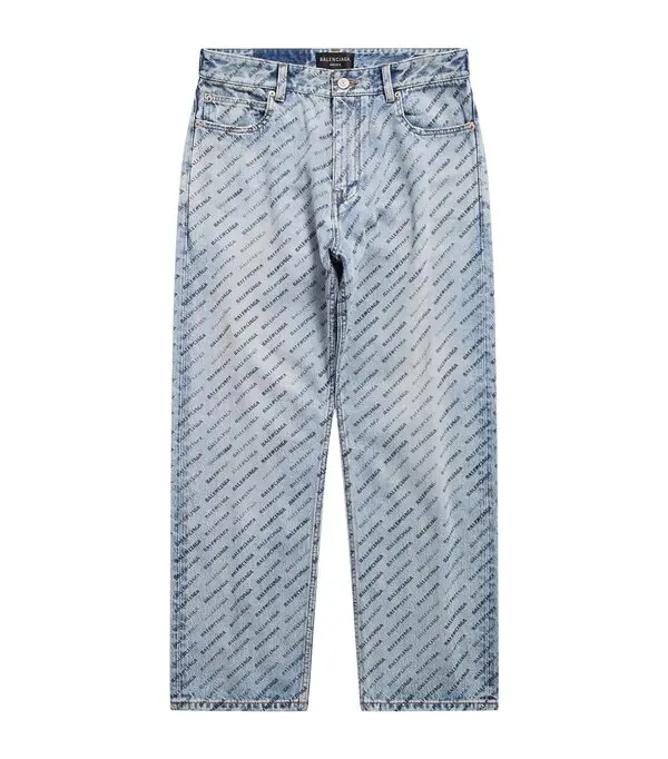 Balenciaga Buckled Logo Straight Jeans