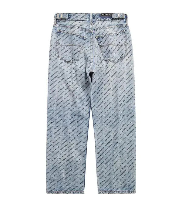 Balenciaga Buckled Logo Straight Jeans