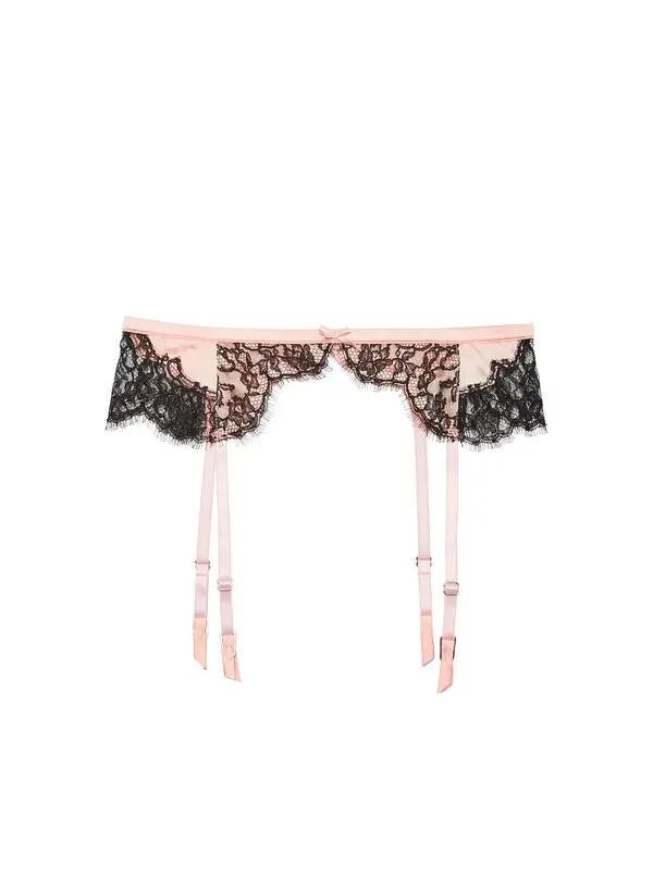 Fleur Du Mal Iris Lace Garter Belt - Bleached Apricot