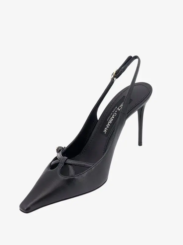 Dolce & Gabbana Leather Slingback With Metal Monogram