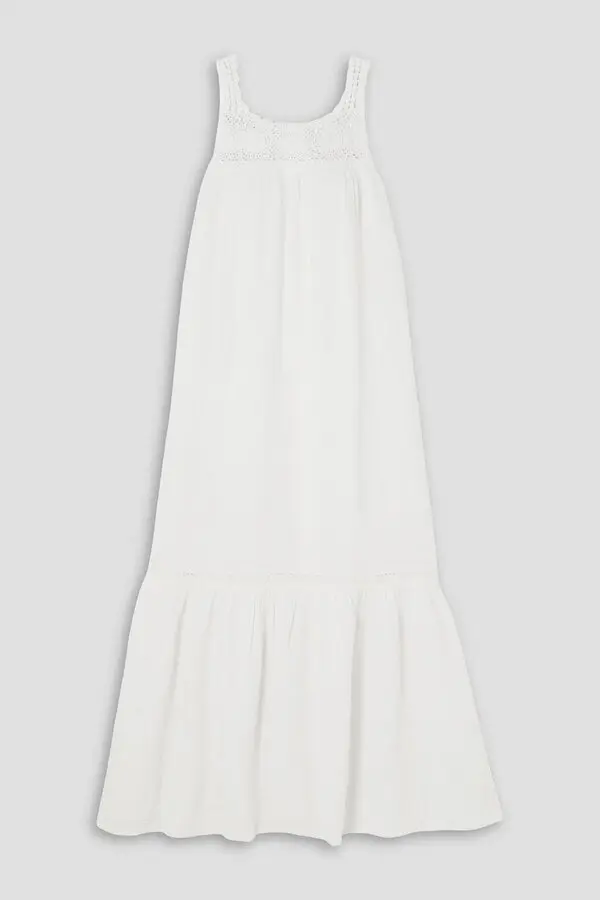 Honorine Allegra Crochettrimmed Cottongauze Dress - Ivory