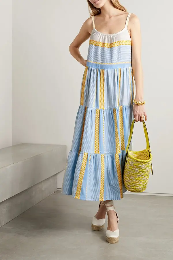 LEMLEM Jemari Striped Cotton-blend Gauze Midi Dress