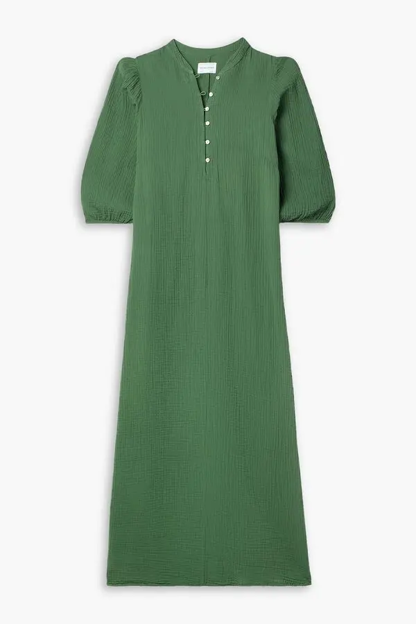 Honorine Elsa Cotton-Seersucker Midi Dress In Leaf Green - 55% Off |  Editorialist