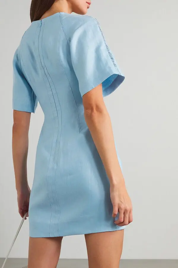 Joslin Mallory Linen Mini Dress In Light Blue - 70% Off | Editorialist