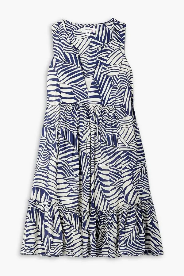LEMLEM Tiered Printed Ecovero™voile Mini Dress - Royal Blue