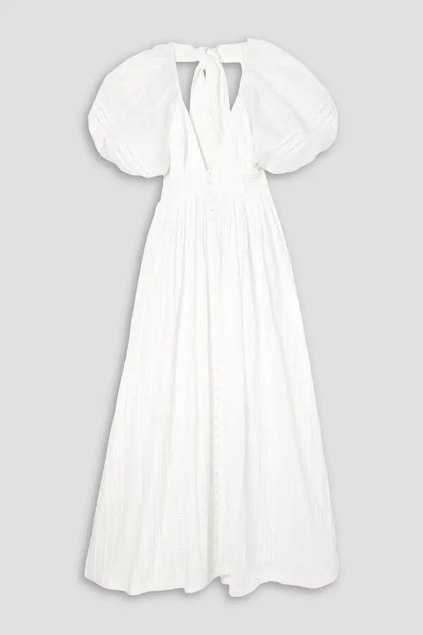 Joslin Julianna Pleated Cotton Maxi Dress In White - 85% Off | Editorialist